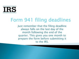 What is IRS Form 941| IRS Form 491 Instructions? | PPTX