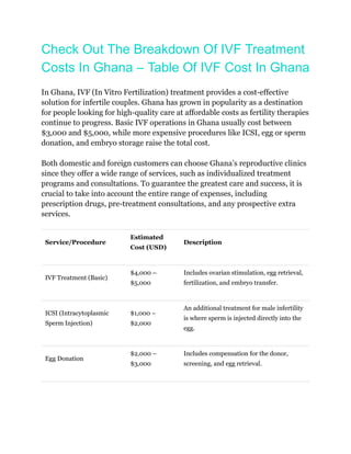 What is The IVF Cost in Ghana in 2026..... | PDF