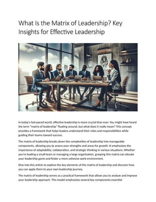 What Is the Matrix of Leadership? Simple Explained Guide | DOCX