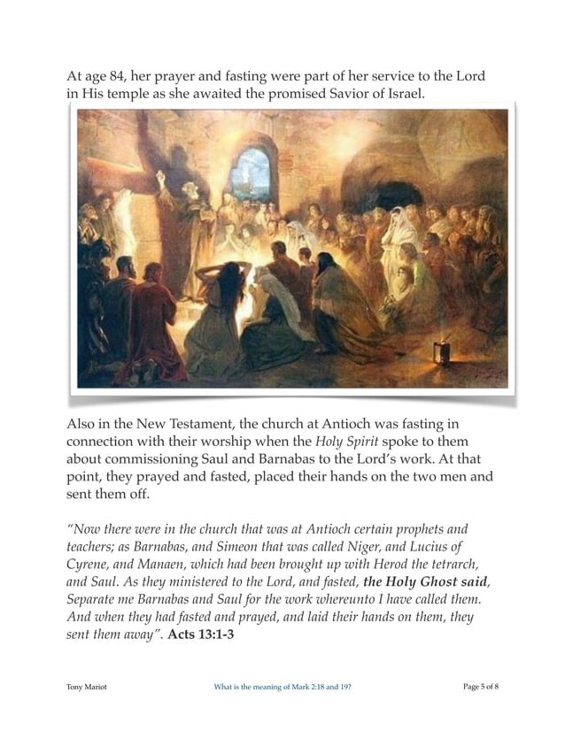 What is the meaning of Mark 2:18 and 19? | PDF