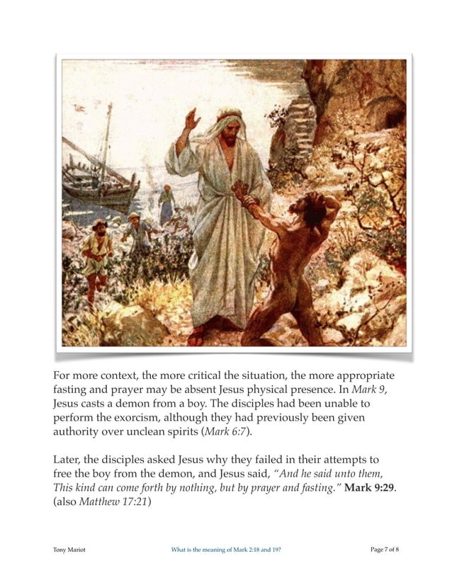 What is the meaning of Mark 2:18 and 19? | PDF