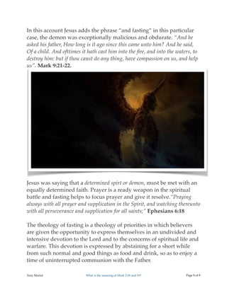 What is the meaning of Mark 2:18 and 19? | PDF