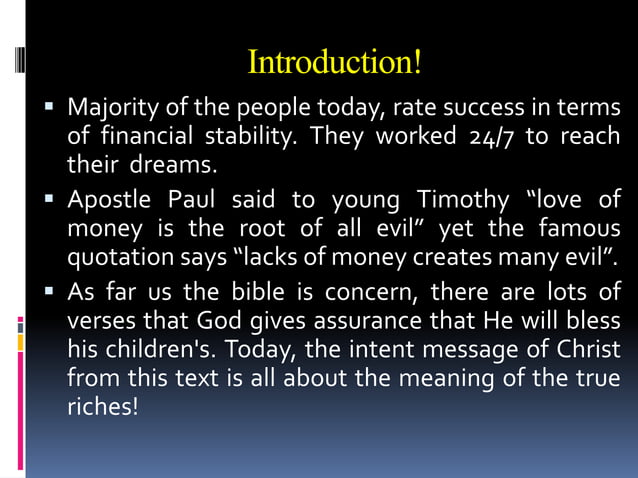 What is the meaning of the true riches | PPTX | Christianity | Religion ...