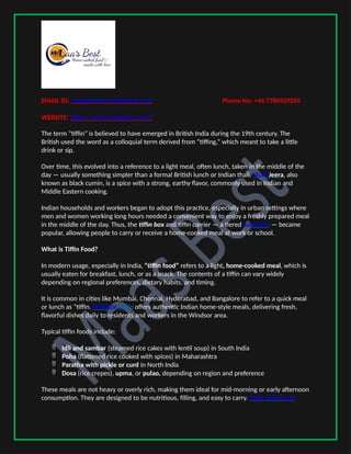 What is the Meaning of Tiffin Foods.pptx