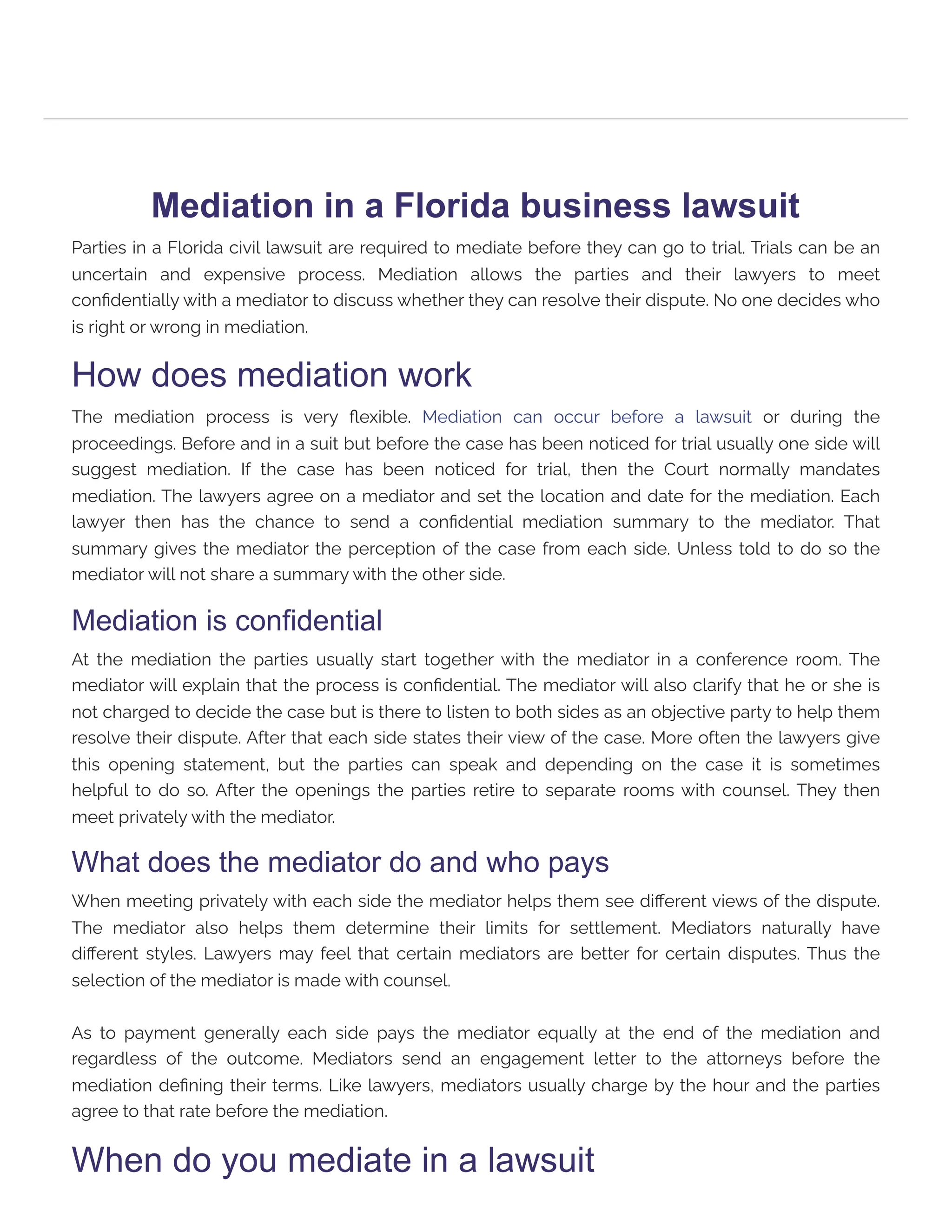 What is the mediation process in Florida by expert business lawyer and ...