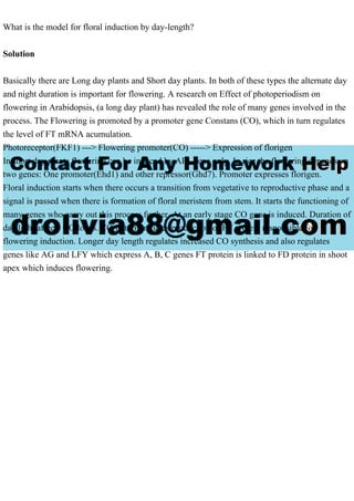 What is the model for floral induction by day-lengthSolutionB.pdf