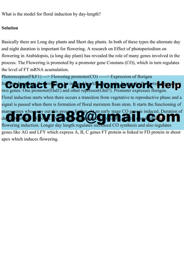 What is the model for floral induction by day-lengthSolutionB.pdf