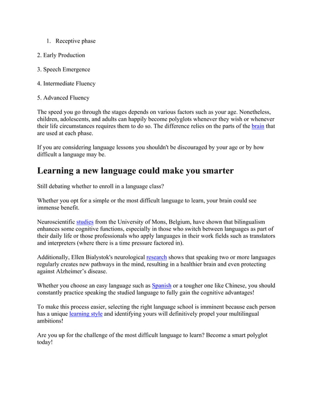 What is the most difficult language to learn? | PDF