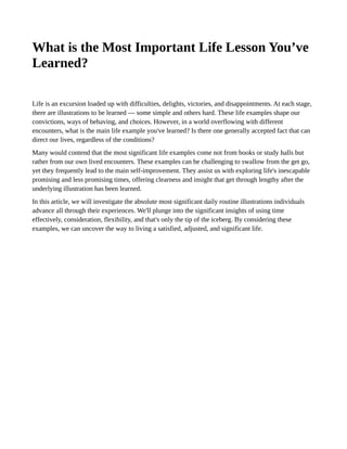 What is the Most Important Life Lesson.pdf | Free Download