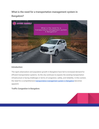 What is the need for a transportation management system in Bangalore_.docx
