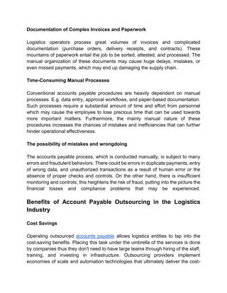 What Is The Need For Outsourcing Accounts Payable in Logistics | PDF