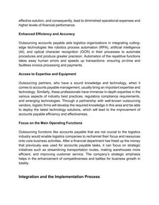 What Is The Need For Outsourcing Accounts Payable in Logistics | PDF
