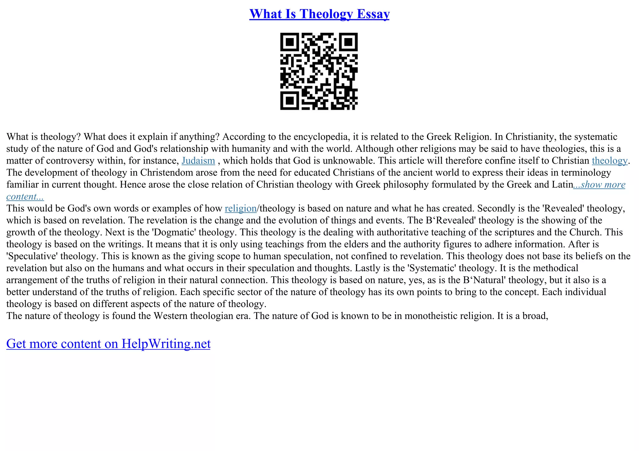 What Is Theology Essay | PDF