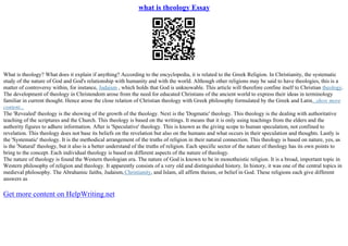 What Is Theology Essay | PDF