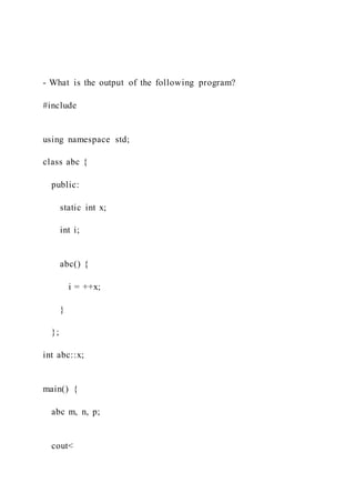 - What is the output of the following program#include | DOCX | Programming Languages | Computing