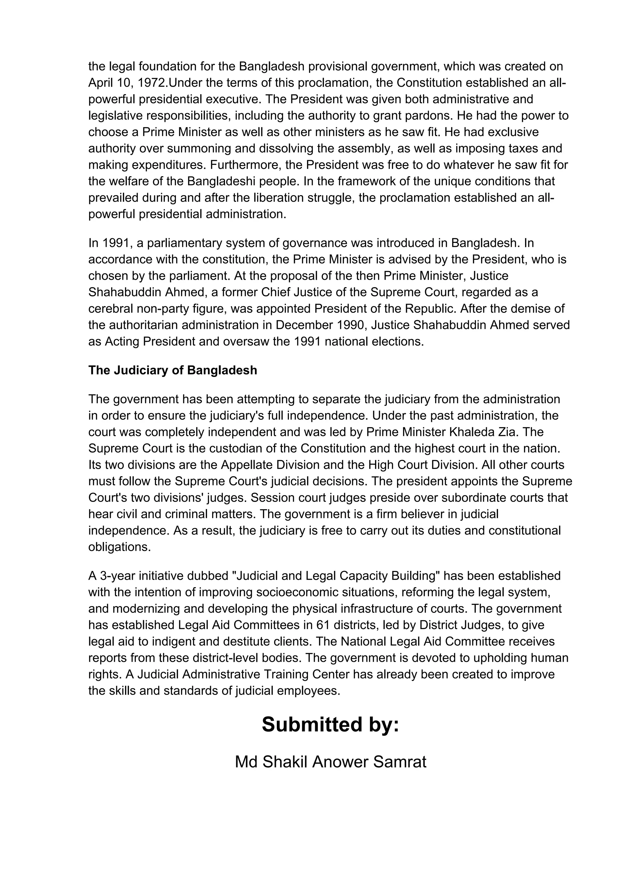 What is the Parliamentary System of Bangladesh Explain the 3 Organs of the Government of ...