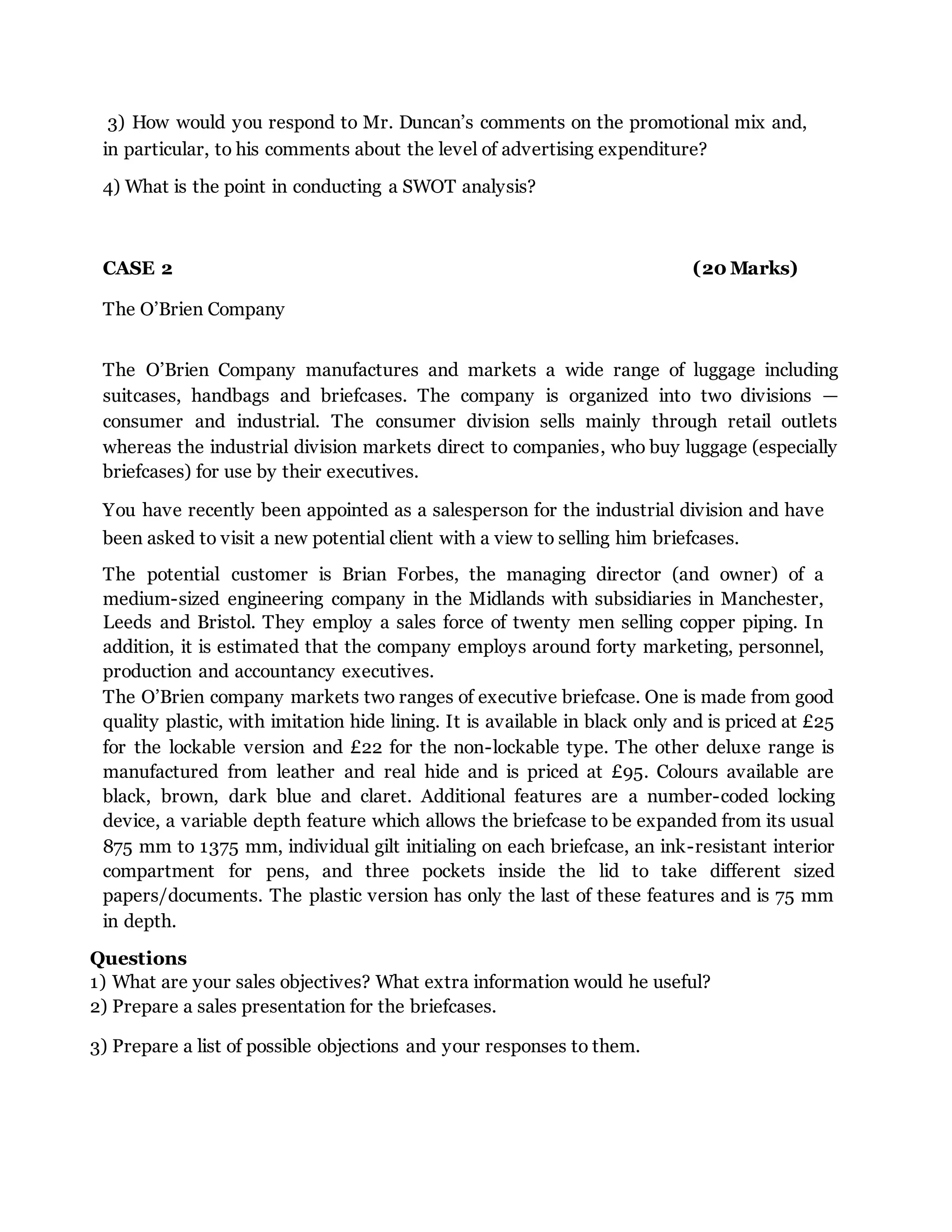 What is the point in conducting a swot analysis | DOCX