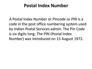 Postal code of india | PPTX