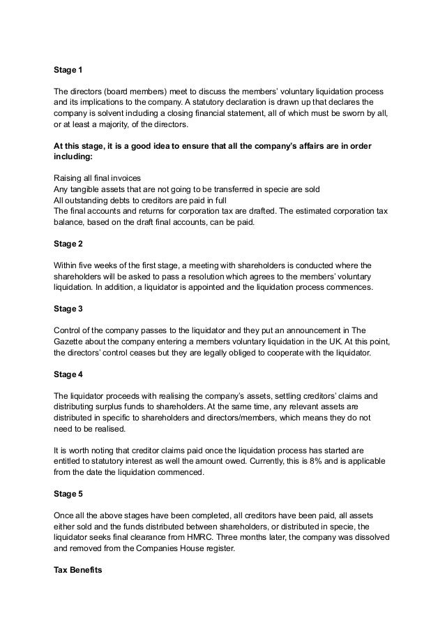 What is the procedure for a members voluntary liquidation in the UK ...