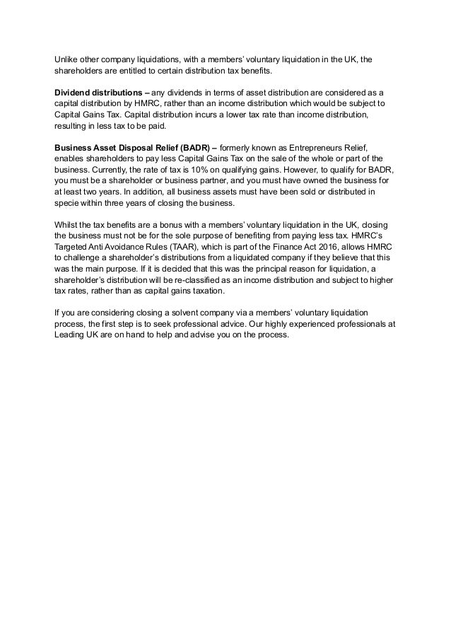 What is the procedure for a members voluntary liquidation in the UK ...