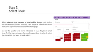 What is the procedure for booking Srivari Arjitha Seva, following step ...