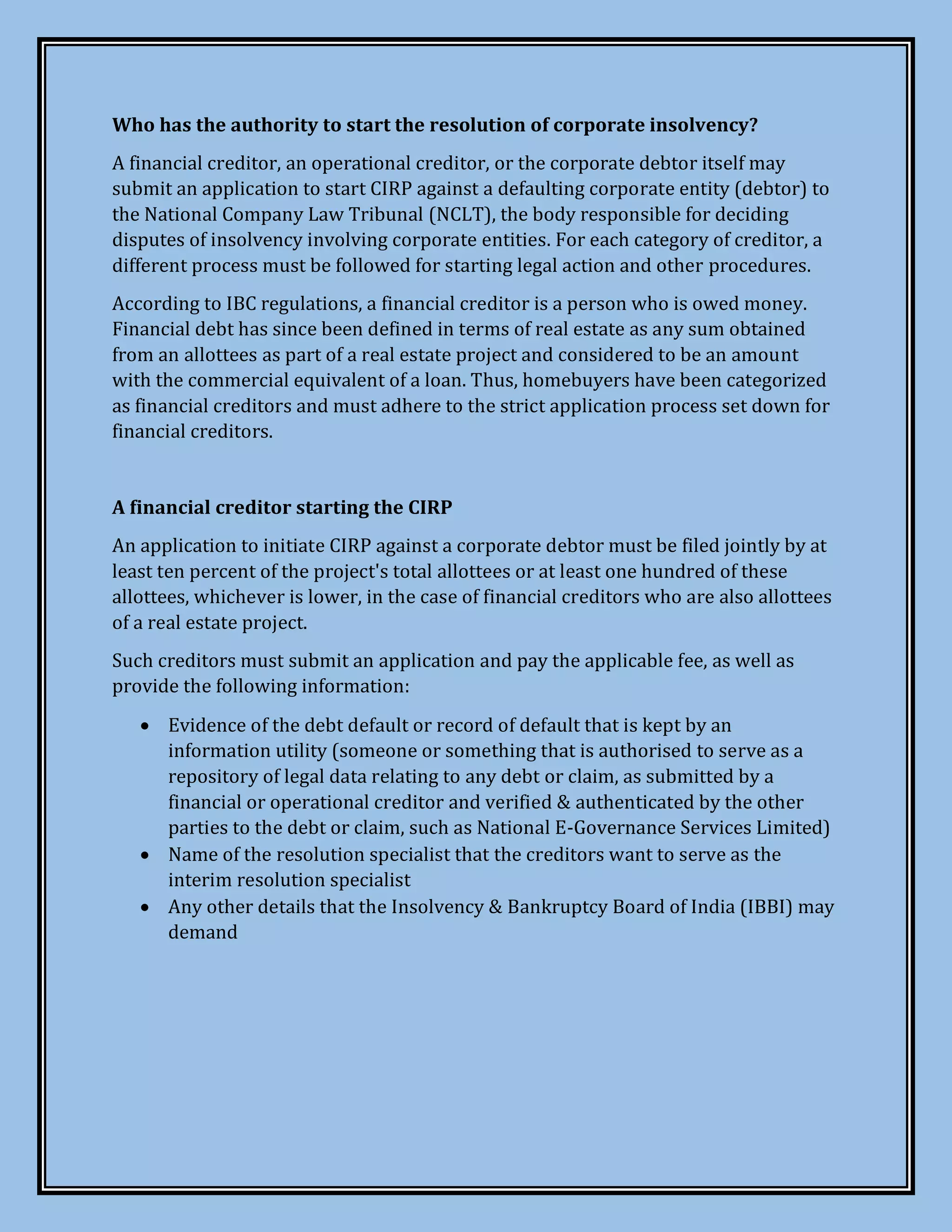 What is the procedure for corporate insolvency resolution under the IBC.pdf