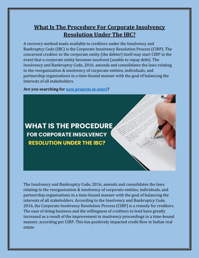What is the procedure for corporate insolvency resolution under the IBC.pdf