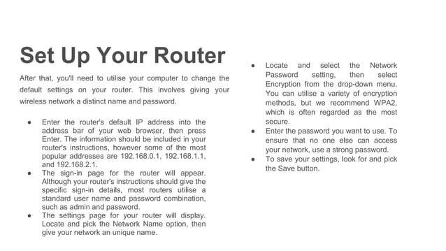 What is the procedure for setting up a wireless network | Unisol | PPTX | Computer Networking ...