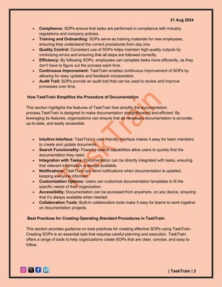 What Is the Procedure of Documentation and Operating Standard Procedures in TaskTrain.pdf