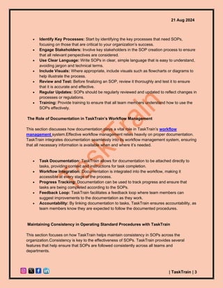 What Is the Procedure of Documentation and Operating Standard Procedures in TaskTrain.pdf
