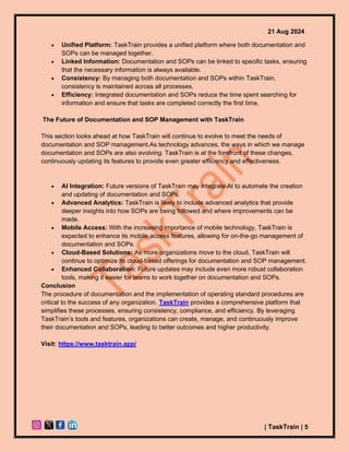 What Is the Procedure of Documentation and Operating Standard Procedures in TaskTrain.pdf