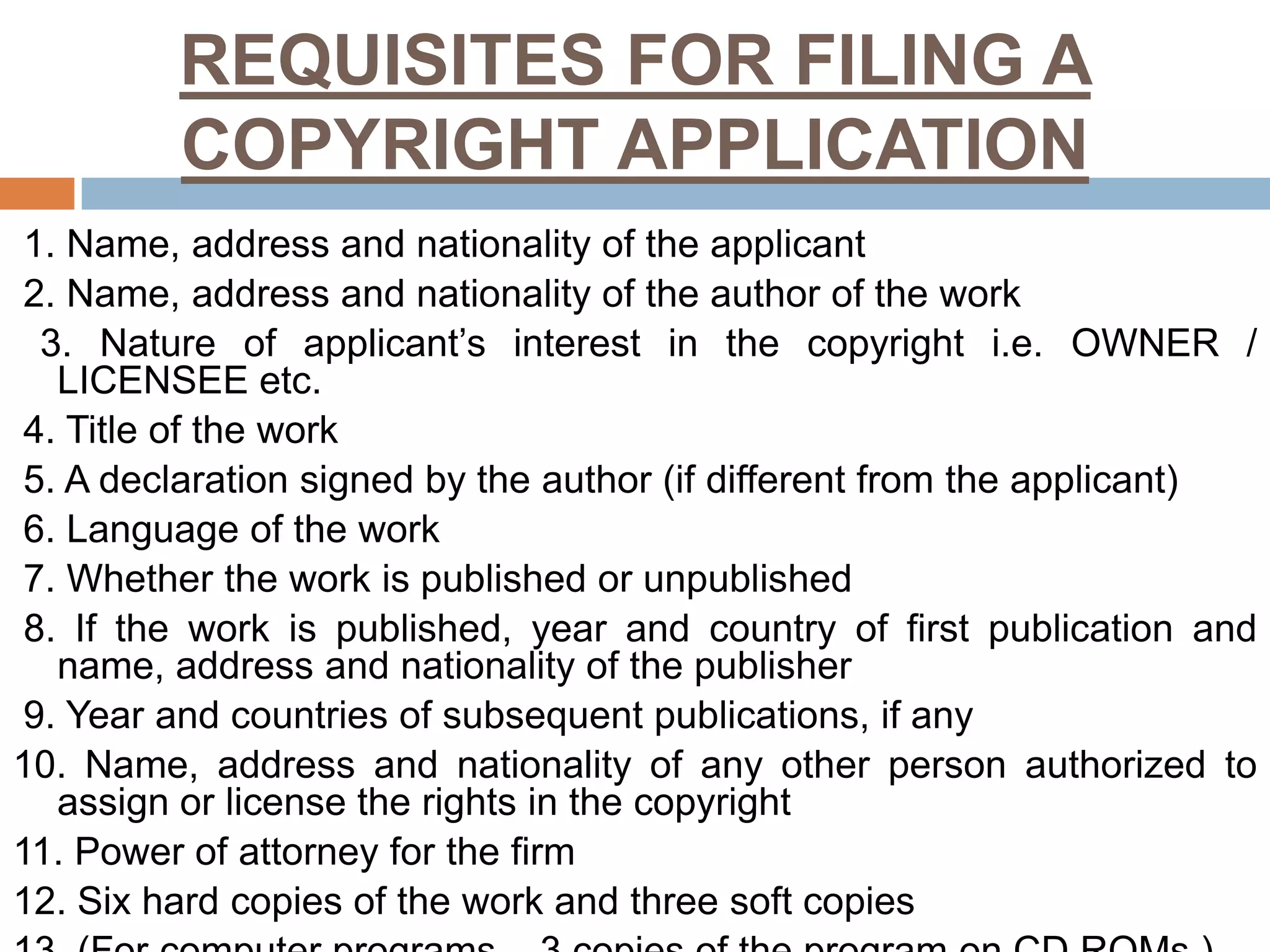 What is the procedure to apply for a copyright? | PPTX