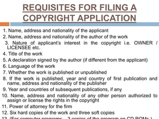 What is the procedure to apply for a copyright? | PPTX