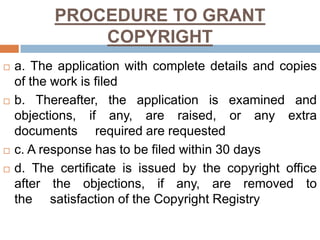What is the procedure to apply for a copyright? | PPTX