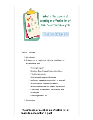 What is the process of creating an effective list of tasks to ...