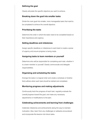 What is the process of creating an effective list of tasks to ...