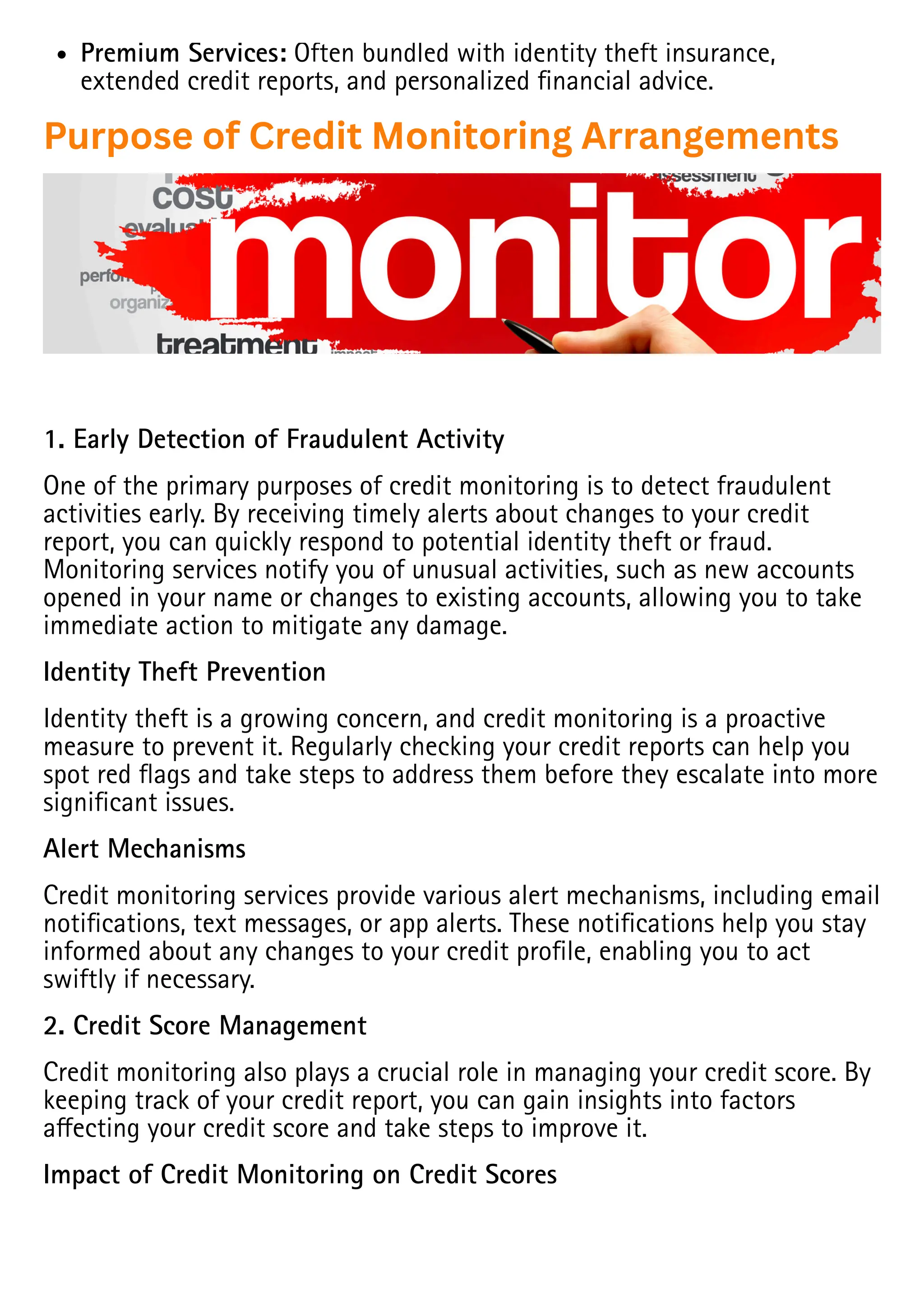 What is the purpose of Credit Monitoring Arrangement.pdf
