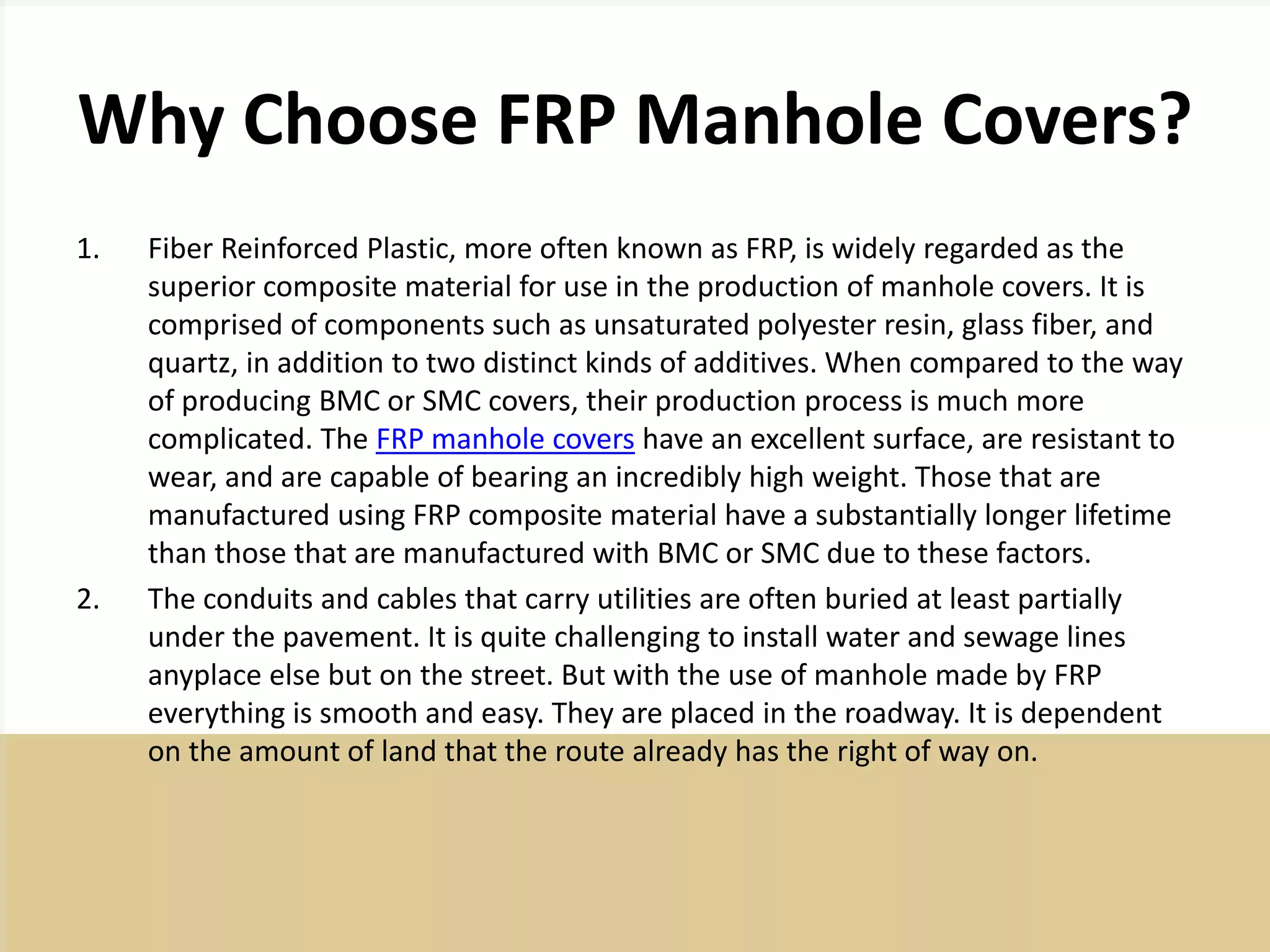 Different types of FRP manhole covers | PPTX