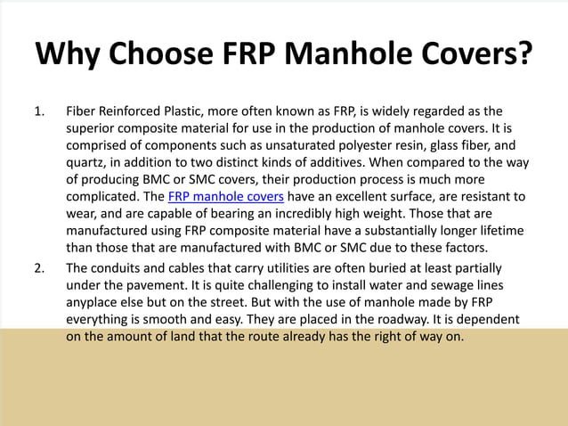 Different types of FRP manhole covers | PPTX