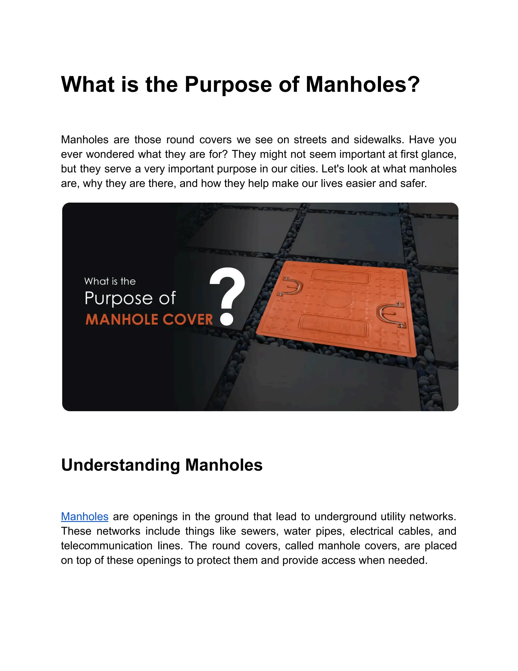 What is the Purpose of Manhole Covers..? | PDF