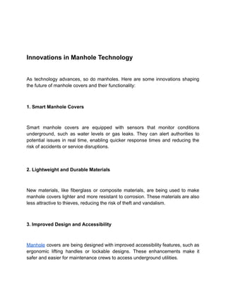 What is the Purpose of Manhole Covers..? | PDF