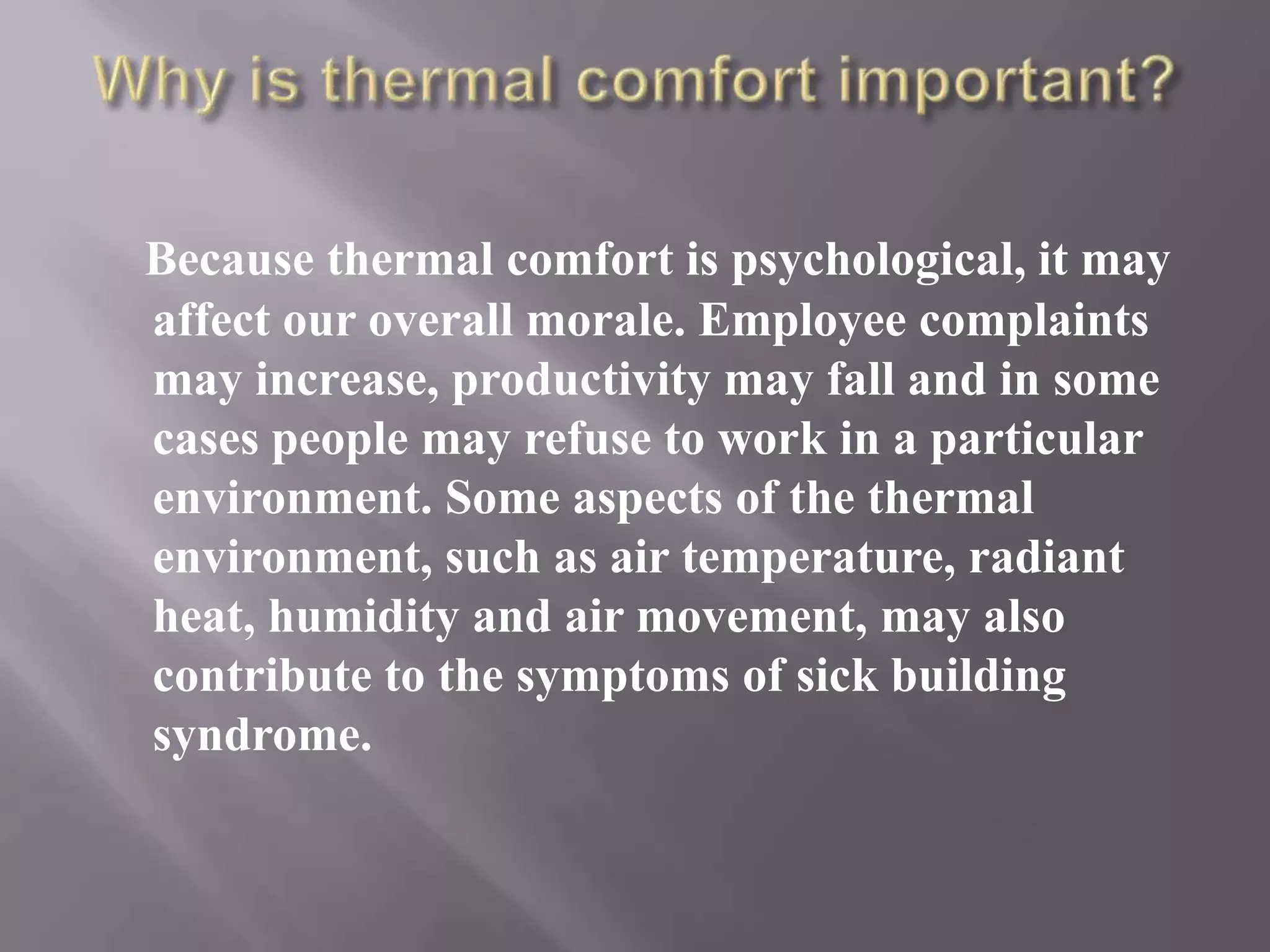 What is thermal comfort | PPTX