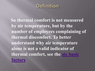 What is thermal comfort | PPTX