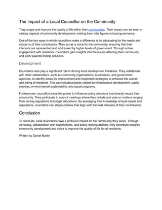 What Is The Role Of A Local Councillor | PDF