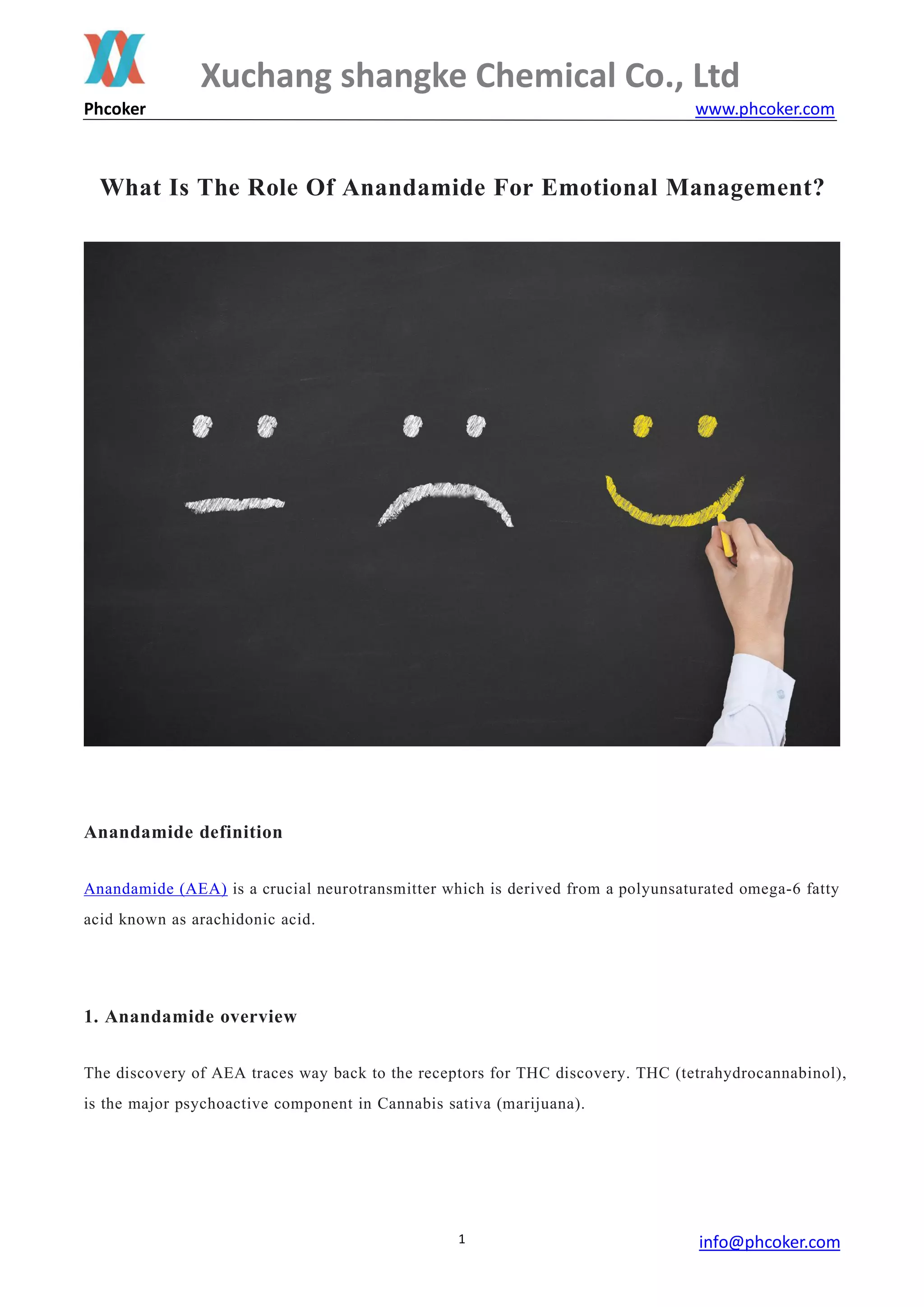 What is the role of anandamide for emotional management -phcoker | PDF