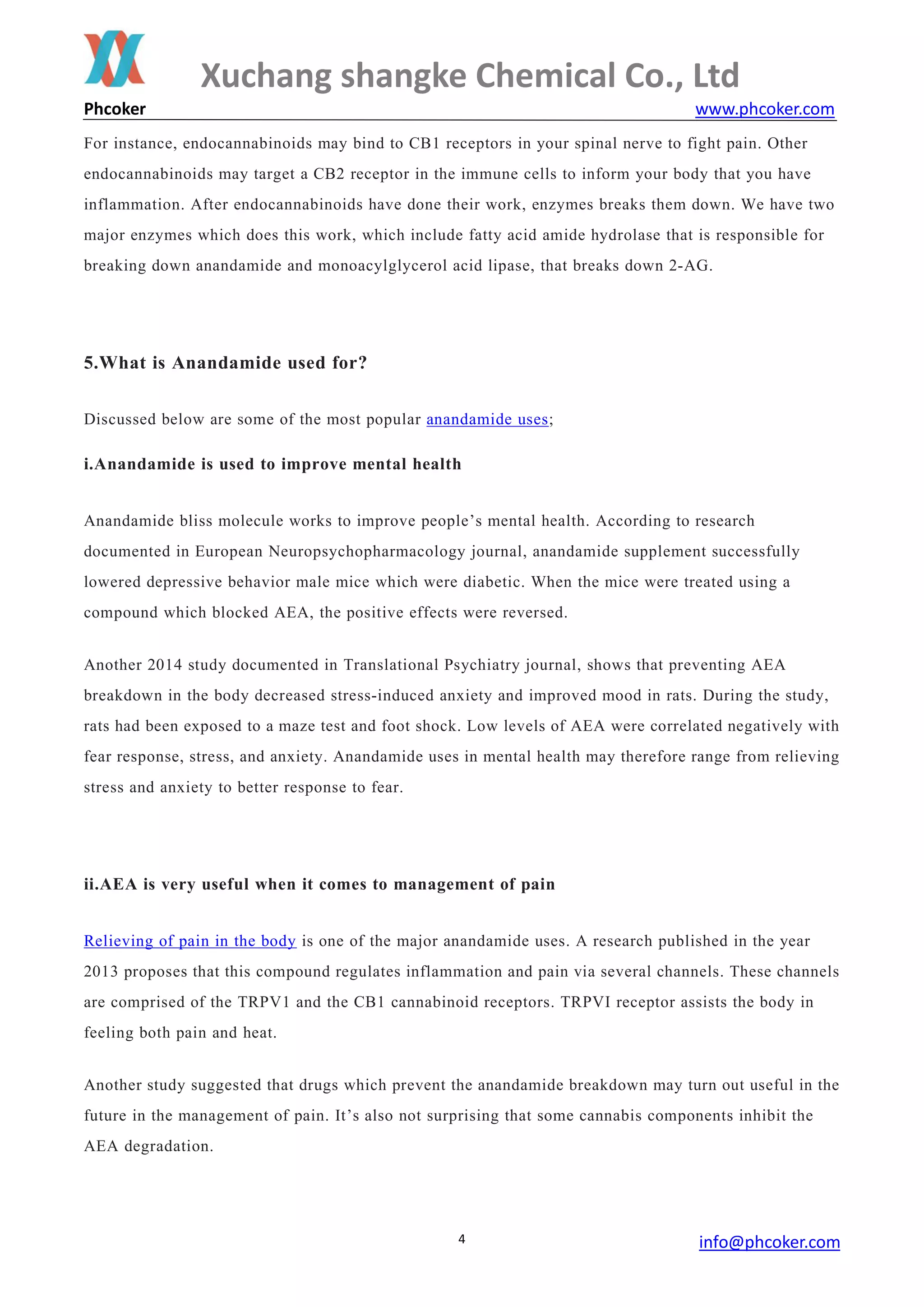 What is the role of anandamide for emotional management -phcoker | PDF