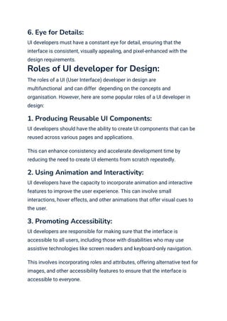What is the role of a UI developer in designing.pdf