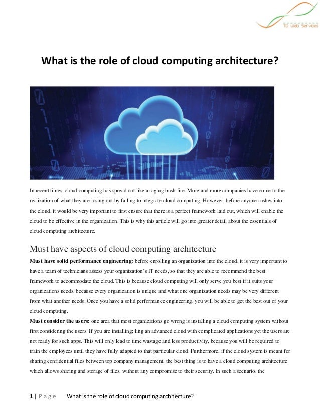 What Is The Role Of Cloud Computing Architecture