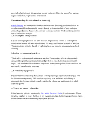 What is the Role of Ethical Sourcing in the Supply Chain of an ...