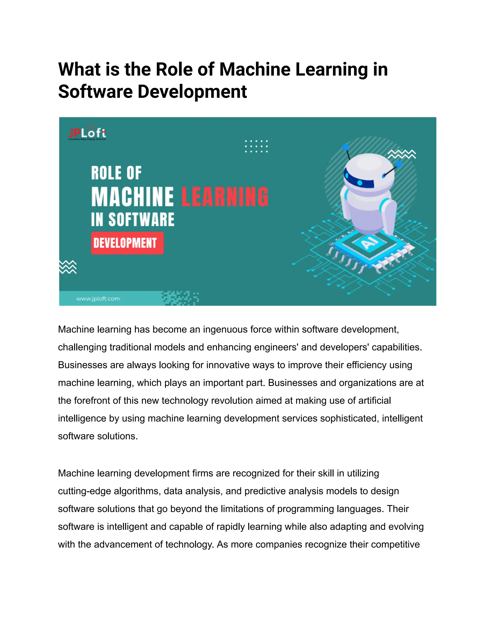 What is the Role of Machine Learning in Software Development.pdf